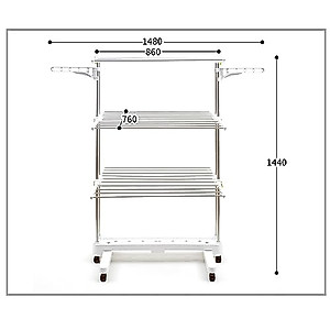 GAENZA Multifunctional Clothes Drying Rack Mobile Landing Folding Stainless Steel Double Pole Lifting Drying Rack Drying Rack Storage Indoor and Outdoor Simple