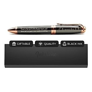 Inkstone Proverbs 3:5 Engraved Gift Pen with Presentation Gift Box Inspirational Christian Scripture Bible Prayer Gift