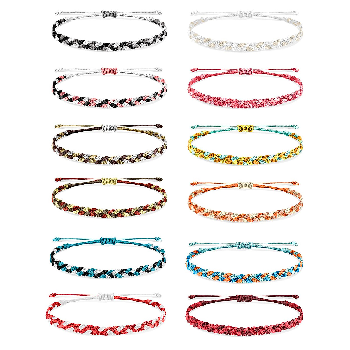 Long tiantian 12Pcs Boho String Bracelets for Women Summer Beach Bracelets Set Handmade Waterproof Surfer Bracelets for Womens（X-12pcs-String Bracelets）