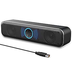 YOFANQI USB Computer Speakers for Desktop, Laptop, PC Gaming Speakers, Small Computer Sound Bar with Stereo Loud Sound, Enhanced Bass, Dynamic RGB Light, Digital Volume Knob