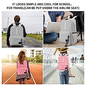 KEJIATOP Backpack for women men medium, school backpacks for girls teenagers, travel backpack fashion, waterproof bookbags for women college, cute backpacks with laptop compartment 14 inch(grey)