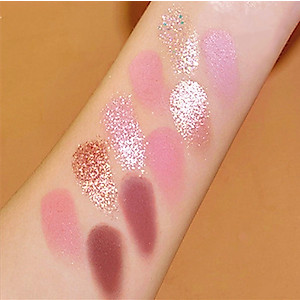 Go Ho 10 Colors Eyeshadow Palette,Matte&Glitter&Shimmer Eyeshadow Makeup,Pink Eye Black Pink Eyeshadow Shades,Naturing-Looking,High Pigment Waterproof Eye Shadow Palette Makeup,03