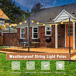 NUERPO String Light Poles,Metal Poles for Hanging Outdoor Light Strings,2 Pack 10 FT Light Poles Stand for Outside Garden,Patio,Wedding,Backyard,Deck,Party