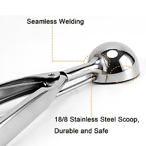 Large Cookie Scoop. 3 Tbsp Cookie Scoop for Baking, Cookie Dough Scoop, Cupcake Scoop, 2 3/32 inches / 53 mm Ball, 18/8 Stainless Steel, Secondary Polishing