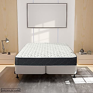 Spring Solution, 4" Split Wood Traditional Box Spring/Foundation for Mattress Set, Sturdy Fabric Paneled Design Wooden Frame, Durable Bedding Mattress Box Springs, Queen, White