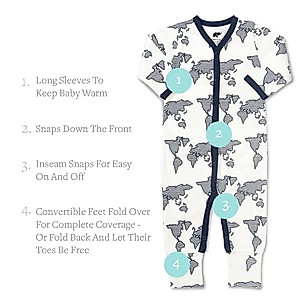 MONICA + ANDY Unisex Organic Cotton On The Go One-Piece Welcome to The World, White, 6-9 m