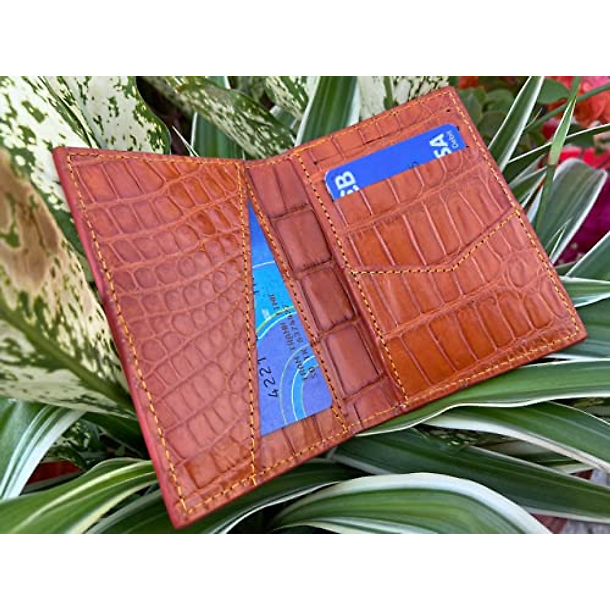 Vietnam Double side Brown Crocodile Alligator leather skin Credit Cardholder, leather credit cardcase, leather creditcard cover