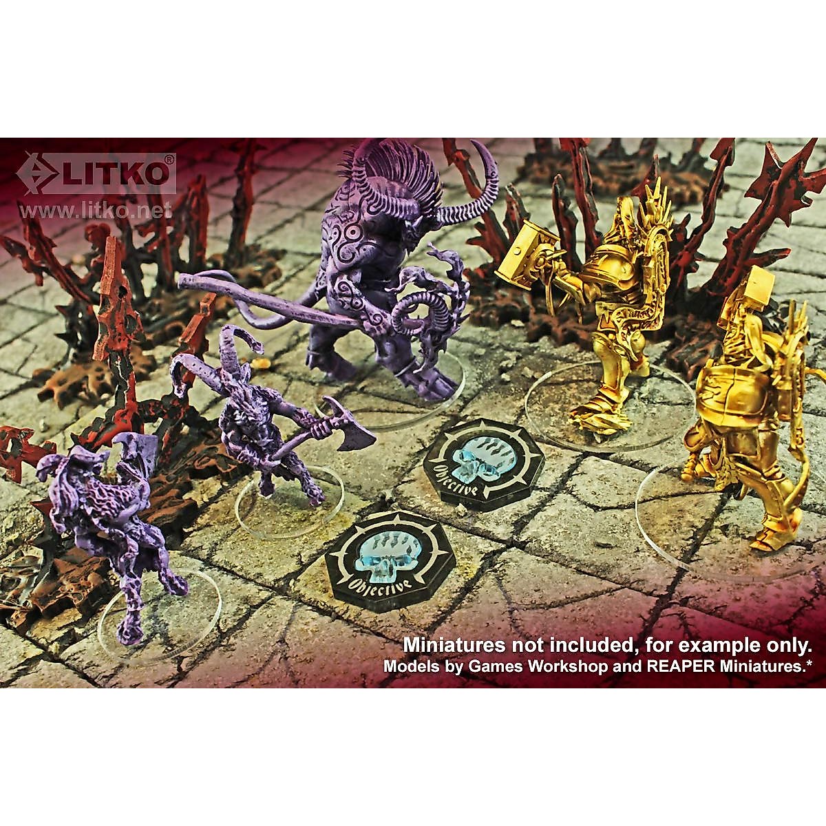 LITKO Objective Token Set Compatible with Warcry, Transparent Grey & Transparent Light Blue (8)