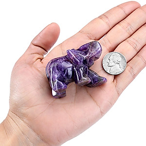 Top Plaza 2 Inches Amethyst Crystals Elephant Figurines Decor Reiki Healing Crystal Stone Crafts Statues Elephant Gifts Collectible Decor for Home Office Desk