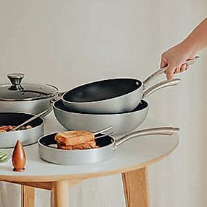 Dr.HOWS SHINE Nonstick Coating Frying Pan, Wok For Induction, Electric, Halogen and Gas Cooktops, Stainless Handle, PFOA free (Shine Wok 24cm)