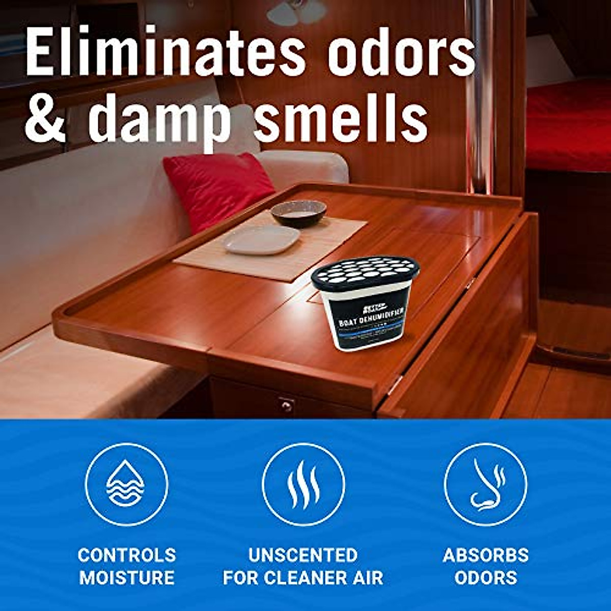 Moisture Absorber Boat Dehumidifier Moisture Absorbers Charcoal Smell Remover to Get Rid of Damp Smell & Humidity | No Refill for Basement, Closet, Home, RV or Boating Unscented Fragrance Free (4 Pack)