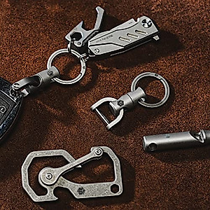 KeyUnity KM13 Swivel Keychain with D Ring Key Shackle, Titanium Rotatable Key Organizer