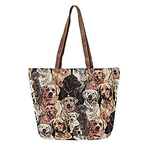 Signare Tapestry Shoulder Bag Tote Bag for Women with Labrador Dog Design (SHOU-LAB)