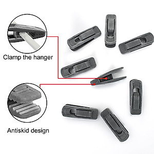 Feelorna 20 Pcs Velvet Hangers Clips, Non-Slip Clothes Hanger Clips Multi-Purpose Hanger Clips Strong Finger Flocked Clips for Pants Skirt Clothes Velvet Hanger (Gray)