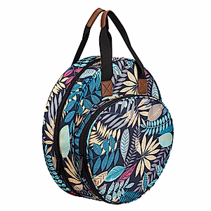 EXCEART Toiletry Organizer Embroidery Bag Portable Carrying Bag for Embroidery Project and Cross Tools Kits Supplies Tote Bag for Crafters and Lovers Blue Leaf Pattern Clothes Storage Bags