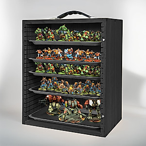 Montex Miniature Display Case Wood Miniature Carrying Case Minifigure Display Case (Black)