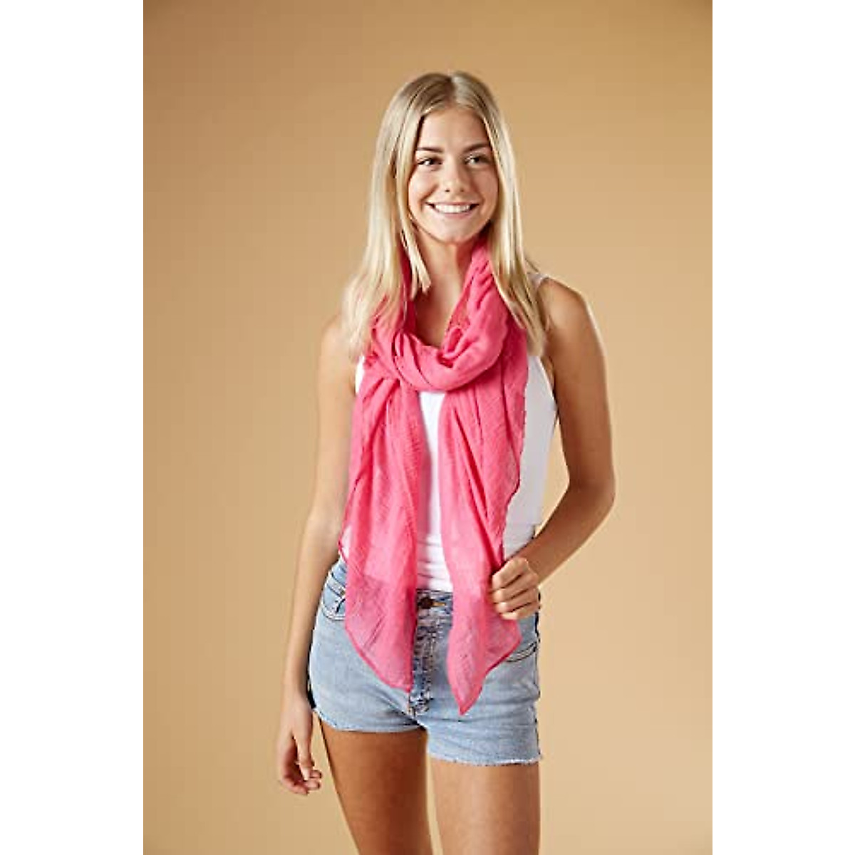 Hadley Wren Women's Lightweight Summer Insect Shield Scarf, Hot Pink, One Size