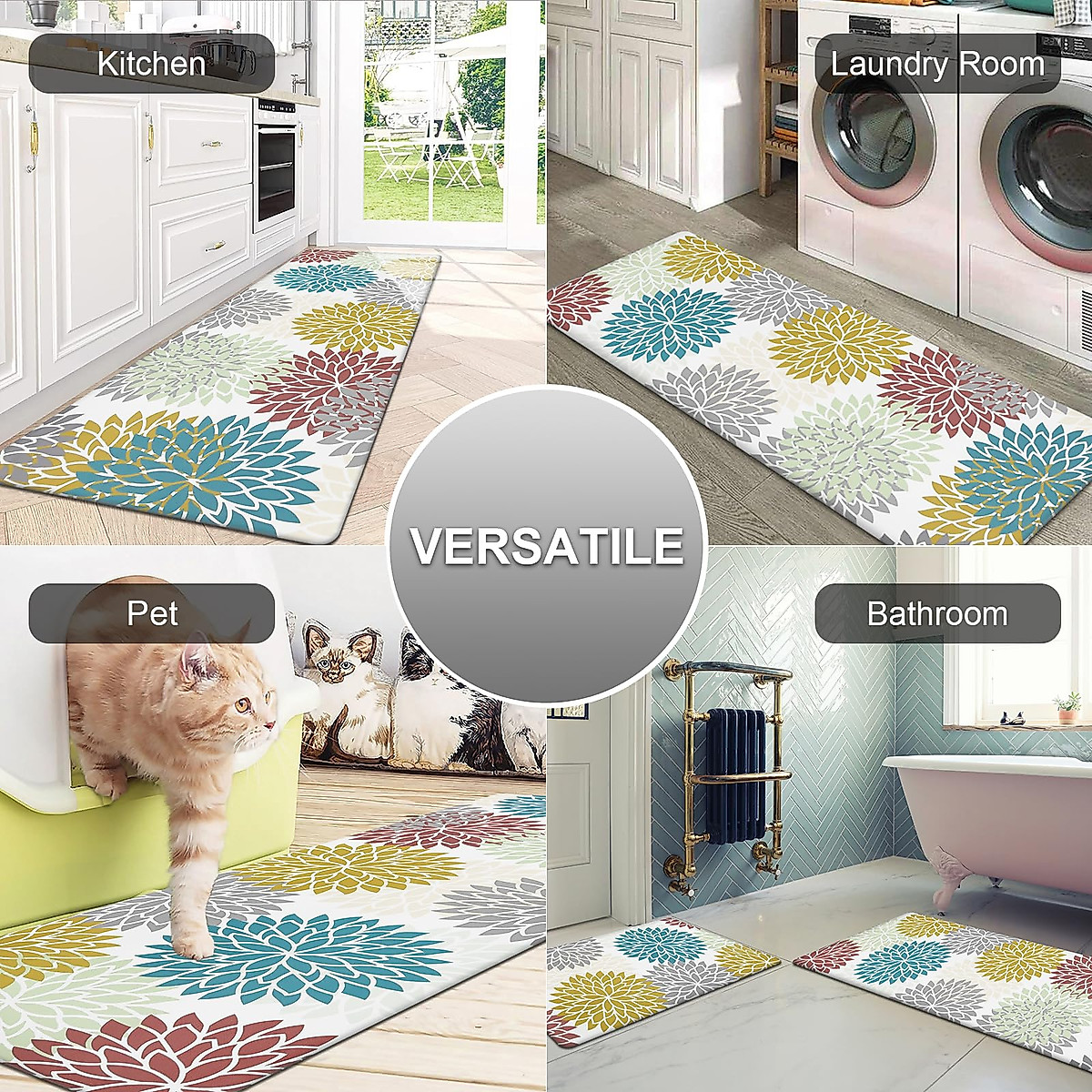 HEBE Anti Fatigue Kitchen Rug Sets 2 Piece Non Slip Kitchen Mats for Floor Cushioned Kitchen Rugs and Mats Waterproof Comfort Standing Mat Runner for Kitchen,Home Office,Sink,Laundry