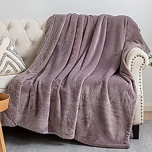 NEWCOSPLAY Sherpa Fleece Throw Blanket Super Soft Plush Warm Reversible Flannel Blanket for Couch Bed (Thick-Purple, Throw(50"x60"))