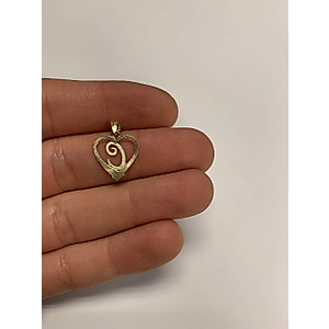 Ice on Fire Jewelry 10k Solid Gold Initial Pendant in Heart Frame with Diamond Cut Finish, Available in Different Letters of Alphabet Personalized Charm for Women (C)
