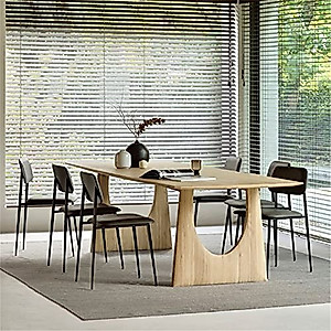 NIUYAO Solid Wood Dining Table Rectangle Modern in Nature with Double Pedestal Table Only for Dining Room Kitchen Leisure Table -63" L x 27.5" W x 29.5" H