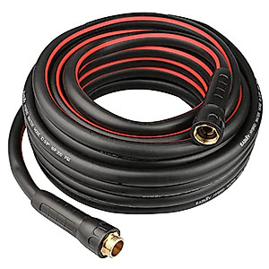 EADUTY Hybrid Garden Hose 5/8 IN. x 50 FT, Heavy Duty, Lightweight, Flexible with Swivel Grip Handle and Solid Brass Fittings, Gray+Red
