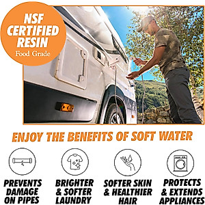 NPGLOBAL RV Water Softener Portable - 16,000 Grain, 3/4" GHT Fittings, Convenient Water Softener for RVs, Trailers, Boats, Mobile Car Washing, Pressure Washing