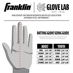 Franklin Sports MLB Batting Gloves - Powerstrap Chrome Adult Men's + Youth Batting Gloves Pair - Baseball + Softball Gloves - White - Adult Small