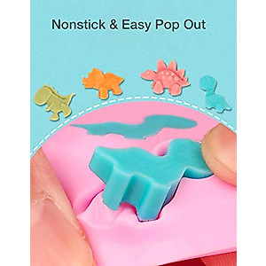 Alimat PluS Silicone Gummy Molds Candy Molds with 2 Droppers - BPA Free Nonstick Chocolate Molds Including Mini Dinosaur, Cat Claw, Hearts, Flowers, Bear Shape Gummie Molds - Pack of 5 for 210 Gummies