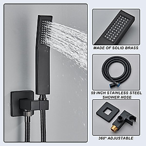 𝐕𝐨𝐭𝐚𝐦𝐮𝐭𝐚 𝐒𝐡𝐨𝐰𝐞𝐫 𝐅𝐚𝐮𝐜𝐞𝐭 𝐒𝐞𝐭 Black Shower Faucet with 8 Inch Shower Head and Handheld Rainfall Shower System Shower Faucets Sets Complete with Brass Valve
