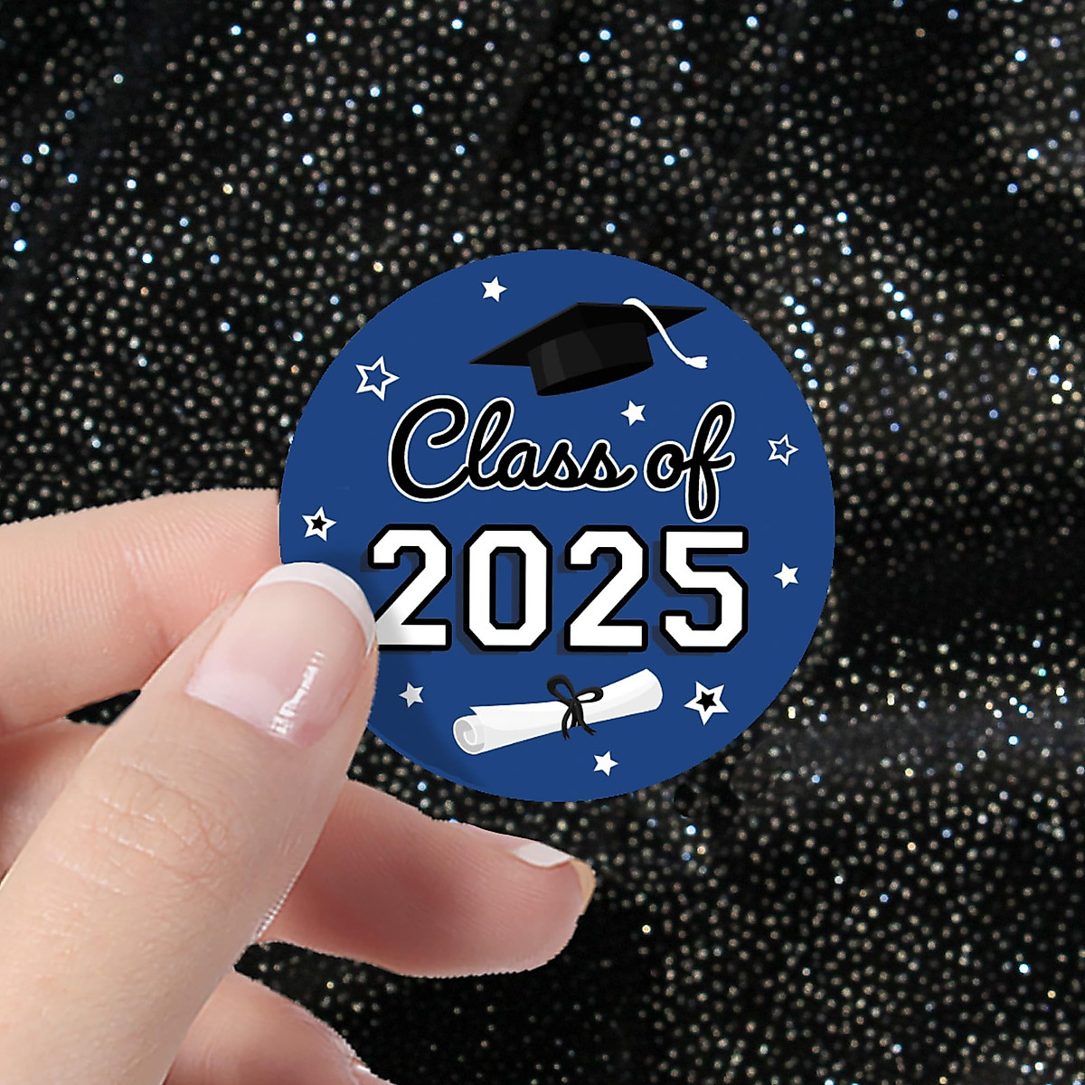 Graduation Class of 2024 Party Favor Stickers, Graduation Stickers for Envelopes, Bag Seals - 1.75 in. Round - 40 Labels (Gold Blue)