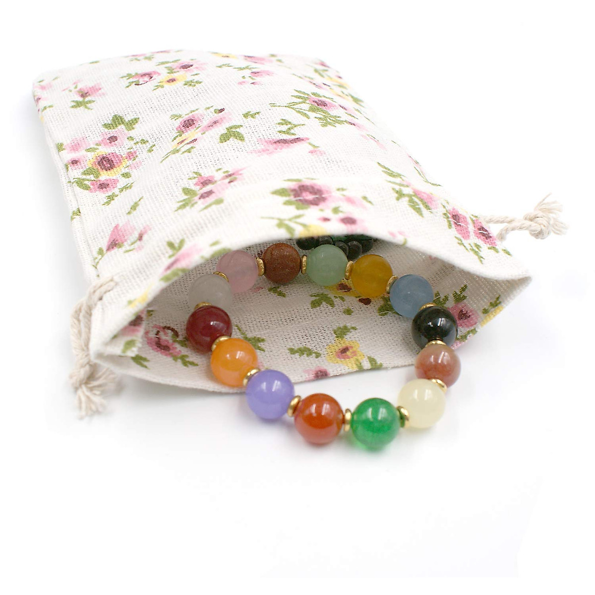 Venxic 50Pcs Floral Drawstring Gift Bags, Christmas Wedding Bridal Favor Party Shower Birthday Bags Jewelry Pouches Sacks, 5.3 x 3.9 Inch