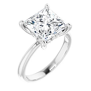 10K Solid White Gold Handmade Engagement Rings, 4 CT Princess Cut Moissanite Diamond Solitaire Wedding/Bridal Rings for Women/Her, Minimalist Anniversary Ring Gifts (8.5)