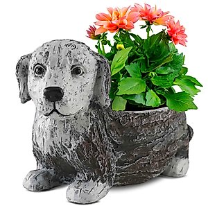 Dog Planter, Dog Shaped Outdoor/Indoor Planter For Succulents. 8.2 inch Planter Pot with Drainage Hole, Ideal for Dog Lovers and Housewarming Gift
