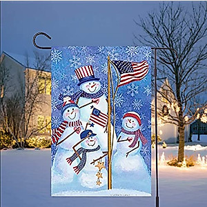 Christmas Snowman Family Garden Flag 12.5" x 18" Winter Snowflakes Small Flag Decorative Double Sided Flag for Winter Xmas Holiday Farmhouse Yard Outdoor Decoration