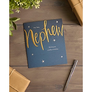 UK Greetings Birthday Card for Nephew - Gold & Silver Foil Design, blue, 159mm x 184mm