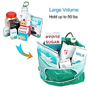 CQT Reusable Grocery Bags Foldable Shopping Bags 6 Pack XLarge 50LBS Tote Bags Machine Washable Eco-Friendly Polyester