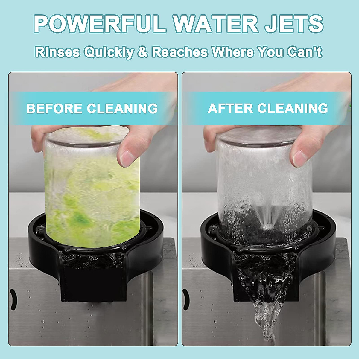 DVOLIKE Cup Washer Sink Attachment, Kitchen Sink Automatic Flushing Device High Pressure Cup Rinser Faucet Bottle Washer for Coffee Shop Cup Cleaner Bar Glass Cleaner