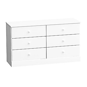 Prepac Astrid 6 Drawer Double Dresser for Bedroom, Wide Chest of Drawers, Bedroom Furniture, Clothes Storage and Organizer, 15.5" D x 47.5" W x 26.85" H, White
