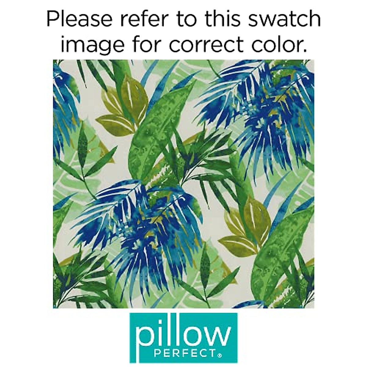 Pillow Perfect Tropic Floral Indoor/Outdoor Split Back Chaise Lounge Cushion with Ties, Plush Fiber Fill, Weather, and Fade Resistant, 72.5" x 21", Blue/Green Soleil, 1 Count