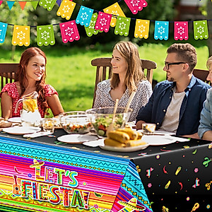 3 Pieces Fiesta Theme Party Tablecloth, Cinco De Mayo Party Table Covers Mexican Serape Table Runner Cloth Fiesta Birthday Party Supplies for Mexican Fiesta Party Wedding Decoration, 108 x 54 Inch