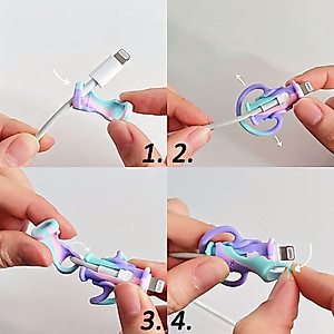 RJDJ 2 in 1 Data Cable Protector Cover, Cute Cable Winder Protection Tool, Cartoon Charger Cable Protector, USB Charger Cable Saver for Most Cellphone Data Lines (10PC-1set)