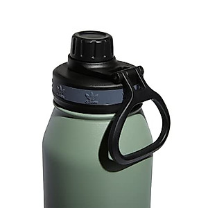 adidas Originals 1 Liter (32 Oz) Metal Water Bottle, Hot/Cold Double-Walled Insulated 18/8 Stainless Steel, Silver Green/Black/Onix Grey, One Size
