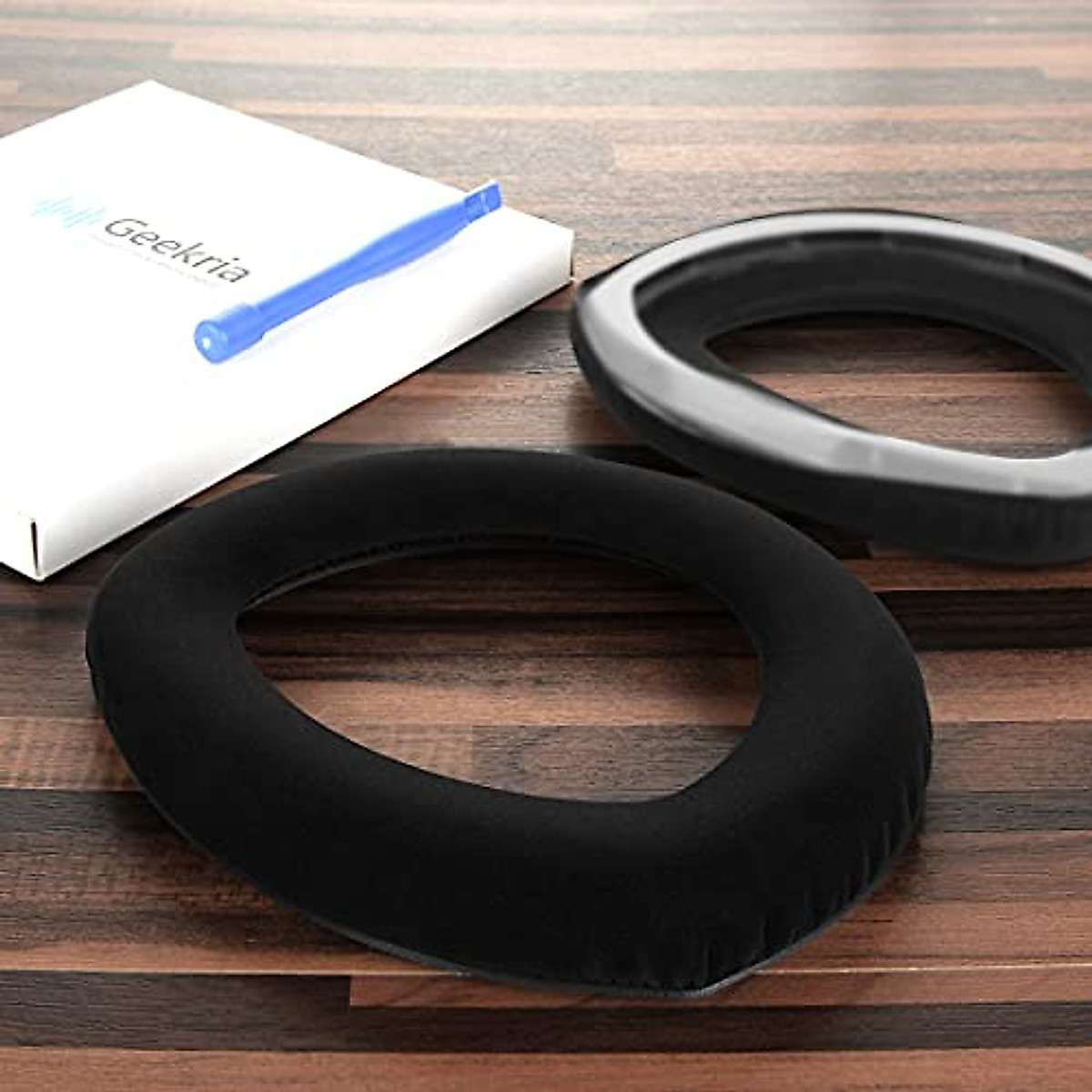 Geekria Comfort Velour Replacement Ear Pads for Sennheiser HD800 Headphones Ear Cushions, Headset Earpads, Ear Cups Repair Parts (Black)