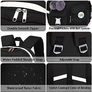 Cute Backpacks for Teen Girls Backpacks for Teens Girls Backpack for School Girls Middle School Backpack Kawaii Backpack for School Cute Black Backpack White Backpack Pink Bookbag (Black)