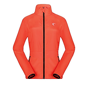 ROWAI Women's Packable Windbreaker Jacket Resistant Cycling Running Jacket Lightweight Windproof Water Orange S