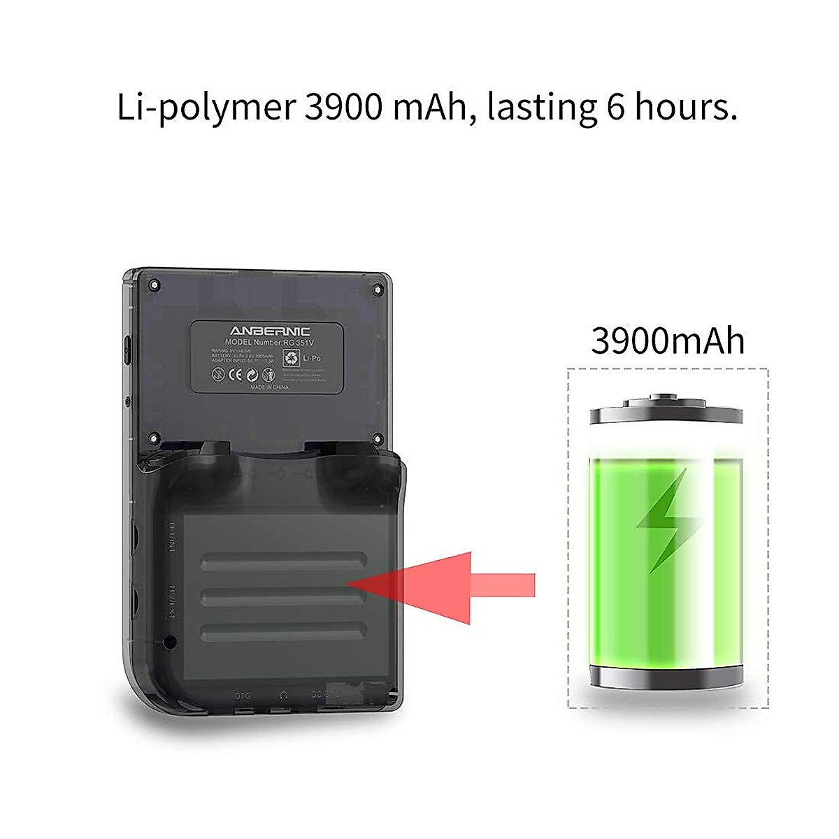 YBEST RG351V 3.5-inch Handheld Game Console, YIFAN HD IPS Screen Retro Portable Console Built-in 128G TF Card with 10000 Games, Black