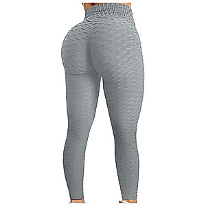 Leggings for Women High Waist Scrunched Booty Leggings Tummy Control Hip Lifting Workout Sport Tights Yoga Pants Grey