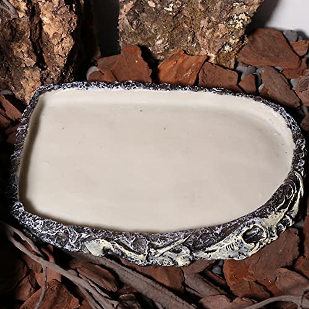 Tfwadmx Reptile Water Bowl Reptile Rock Food Dish Reptile Feeder Food and Water Feeding Bowl for Lizard Bearded Dragon Turtle Frog Leopard Gecko Snake Chameleon