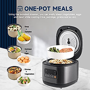 Topwit Rice Cooker 8 Cups Uncooked, 4.2Qt Non-Stick Rice Maker with Food Steamer, 8 in 1 Smart Control Rice Cooker with 24H Delay Start & Keep Warm Function, Slow Cooker for Soup, Stew, Grain, Oatmeal
